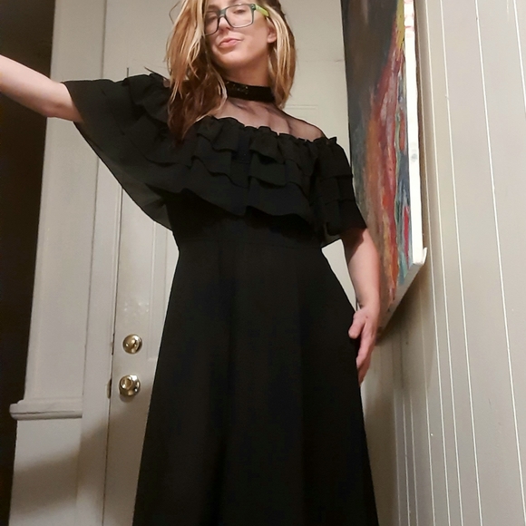 Vintage | Dresses | 98s Little Black Goth Flamenco Miss Ashlee Gown ...